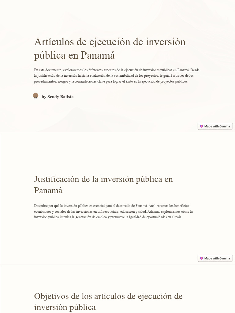 Articulos de Ejecucion de Inversion Publica en Panama | PDF