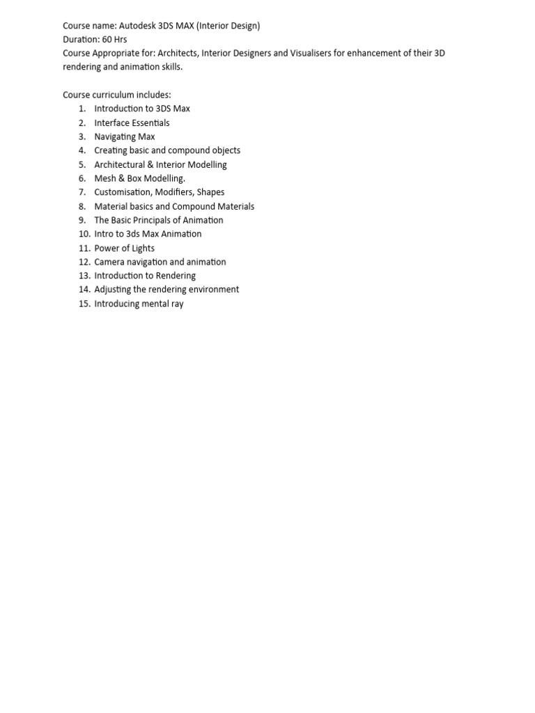 Autocad 3ds Max Interior Design Pdf