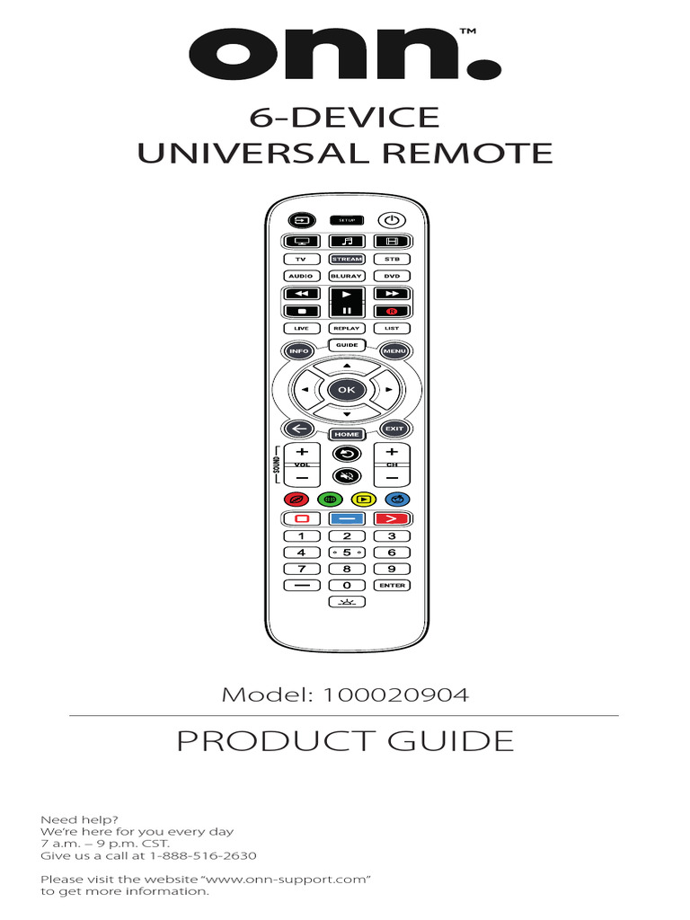 ONN 6-Device Universal Remote Guide | PDF | Electromagnetic ...