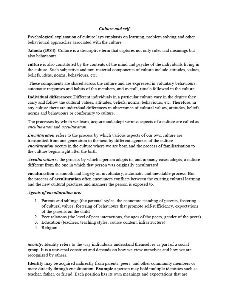 Culture and self | PDF | Self Concept | Self
