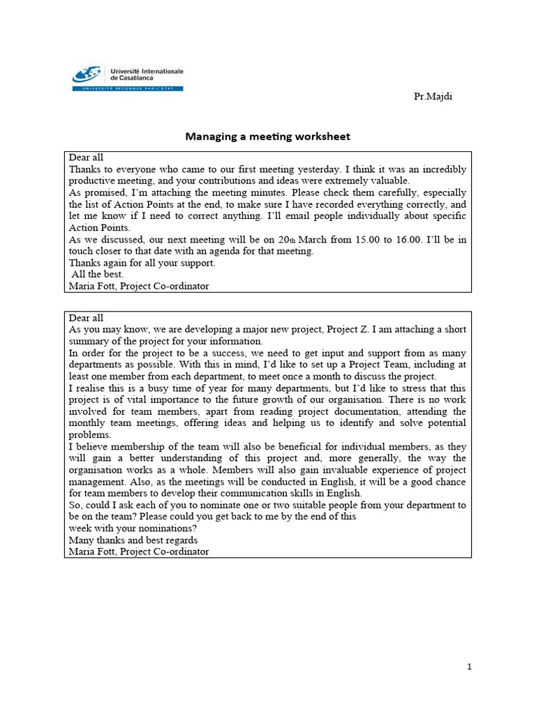 Meetings Practice | PDF