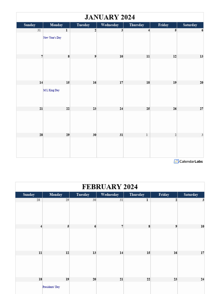 2024 Excel Calendar with Holidays | PDF | Easter | Observances