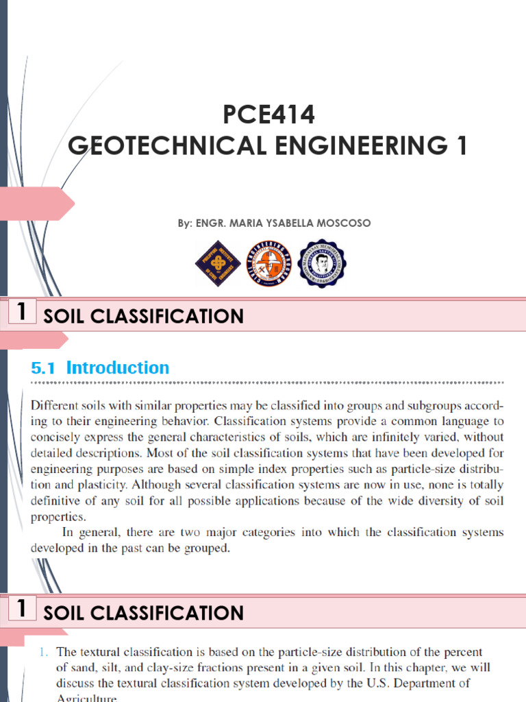 PCE414 GEOTECHNICAL ENGINEERING 1 TOPIC 4 SOIL CLASSIFICATION | PDF