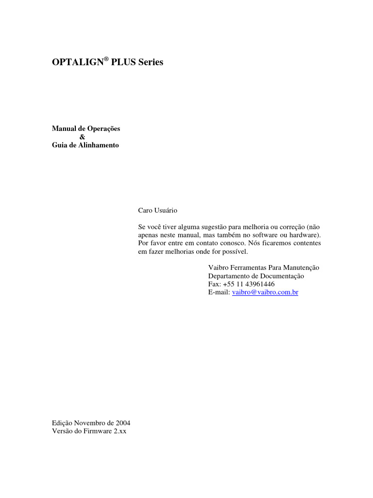 Manual Optalign Plus Series - Completo | PDF