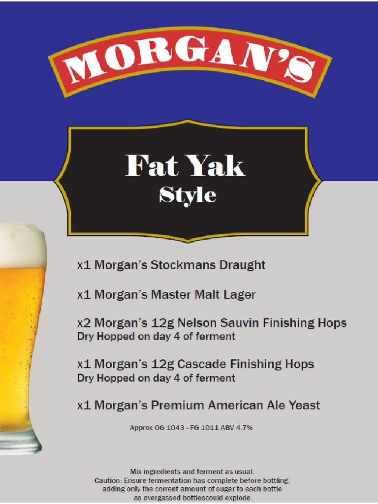 Morgans Recipe Packs | PDF | Brewing | Beer