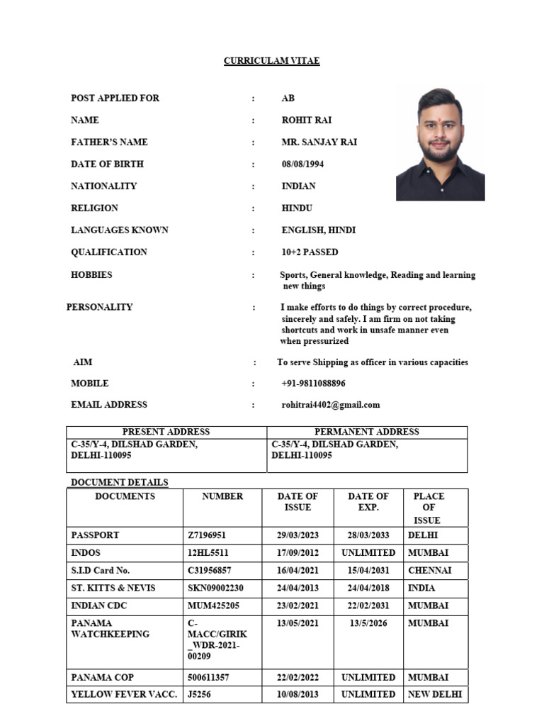 CV - Rohit Rai | PDF | Freight Transport | Watercraft