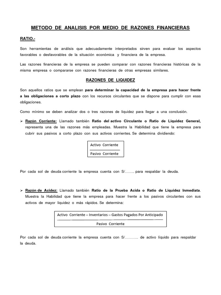 11.1. ANALISIS DE RATIOS (1) | PDF | Ratio financiero | Deuda