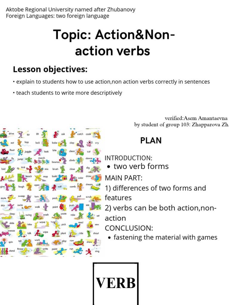 (Non) Action Verbs | PDF