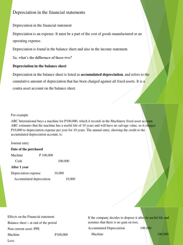Depreciation in The Financial Statements | Download Free PDF ...