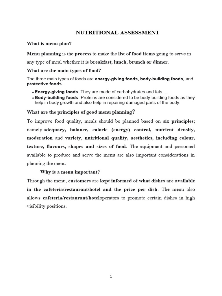 442-2023 Types of Nutritional Assessment | PDF | Nutrition | Diet ...