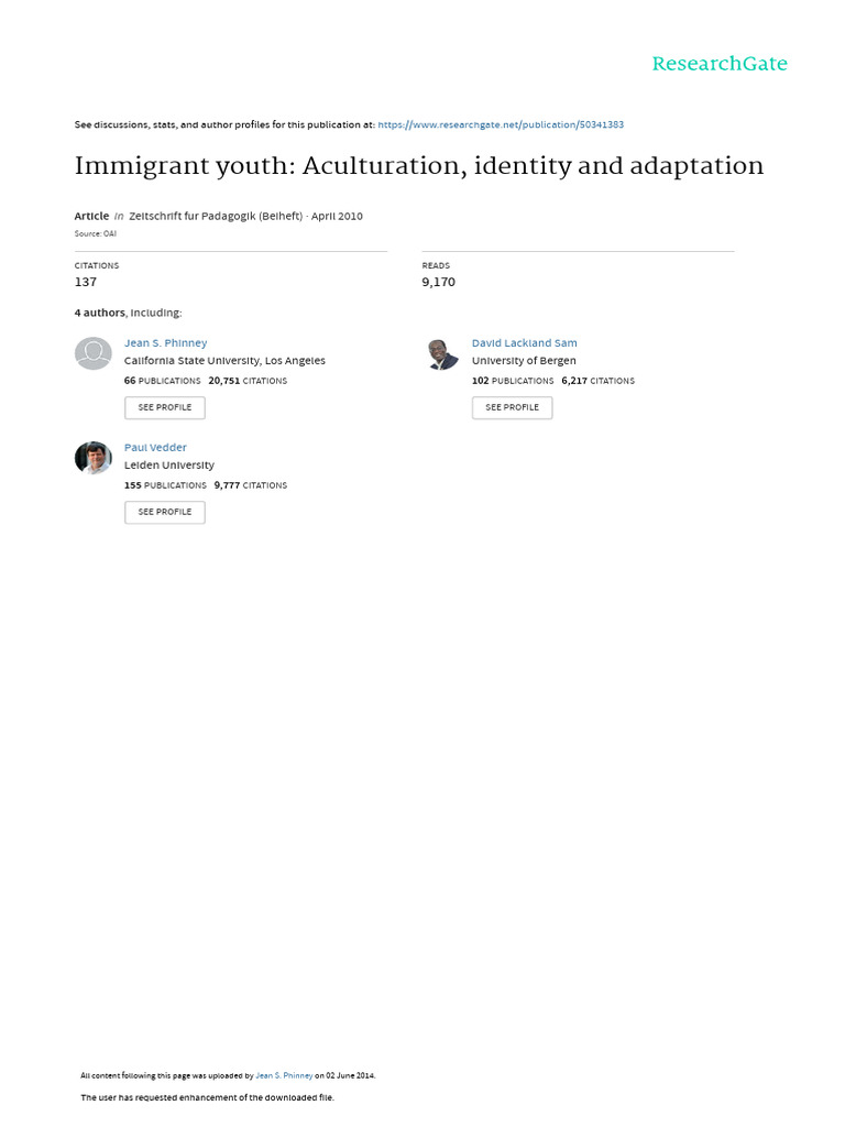 Berry 2006 Acculturation | PDF | Cultural Education | Behavioural Sciences