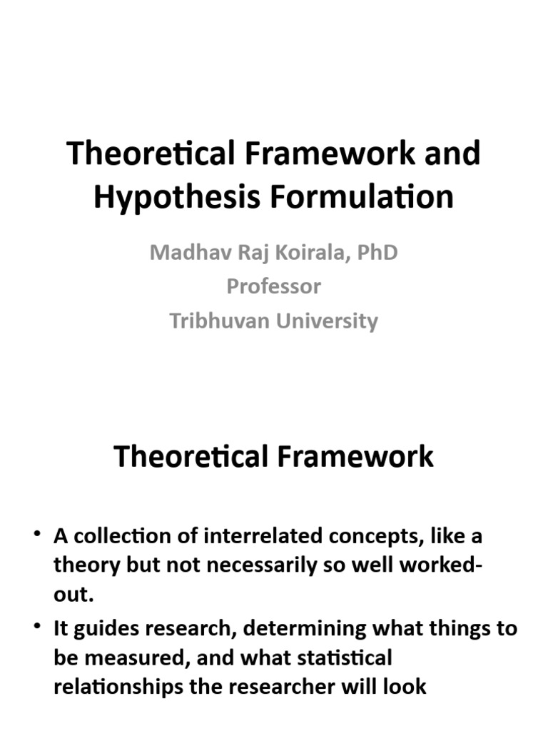 Theoretical Framework and Hypothesis Formulation: Madhav Raj Koirala ...
