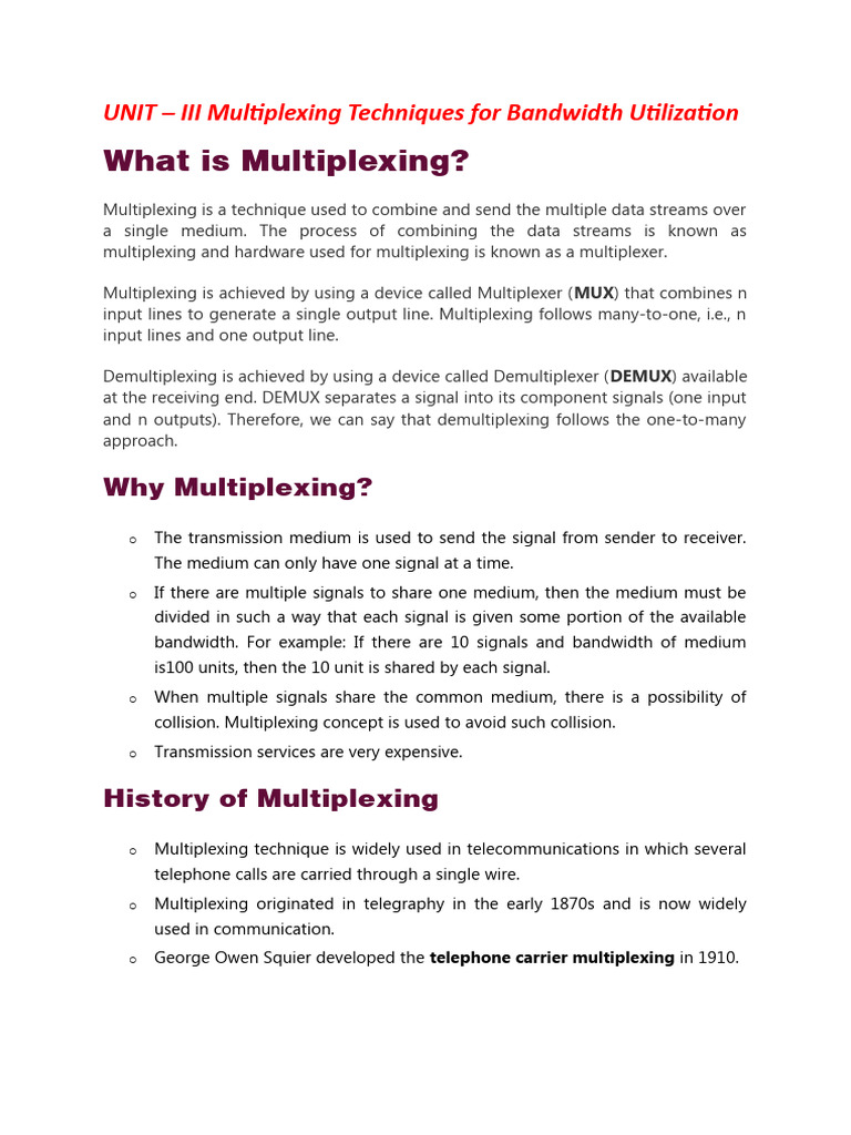 Computer Network Unit III | PDF | Multiplexing | Modulation
