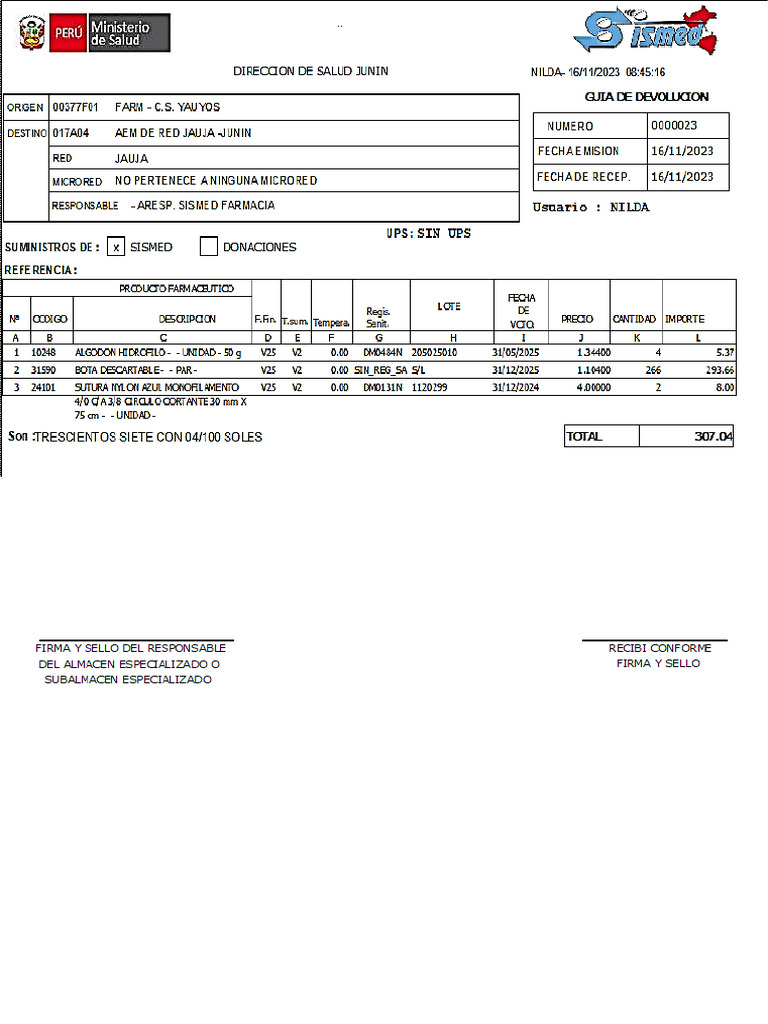 Nota de Devolucion Botas Imprimir | PDF