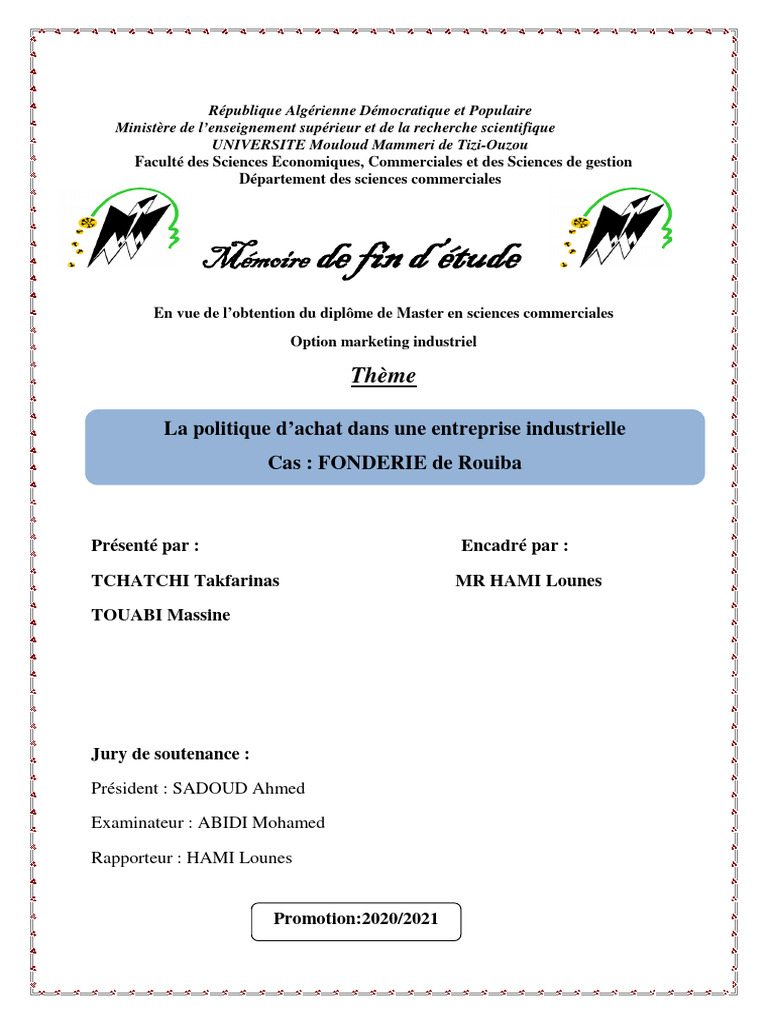 Memoire Final PDF | PDF