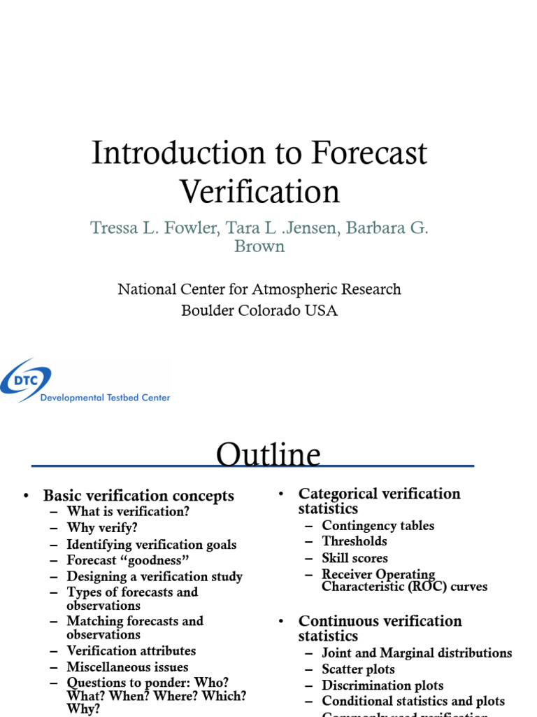 Introduction To Forecast Verification - Fowler, Jenson and Brown | PDF ...