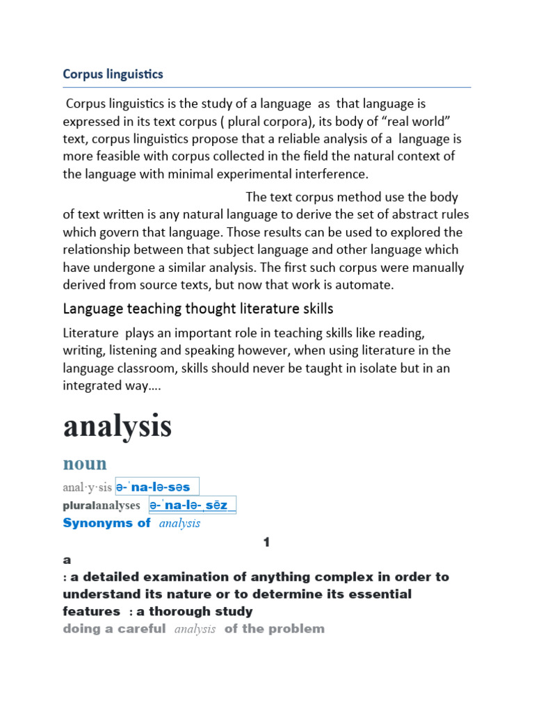 Corpus Linguistics | PDF | Analysis | Methodology