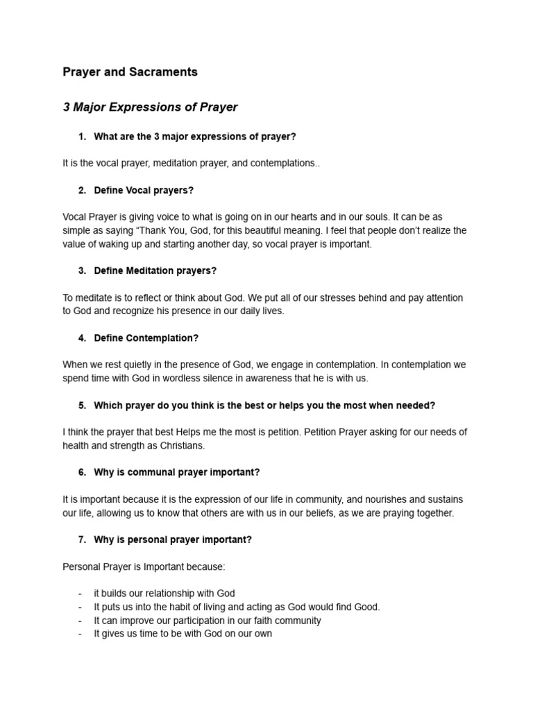 3 Major Expressions of Prayer | PDF