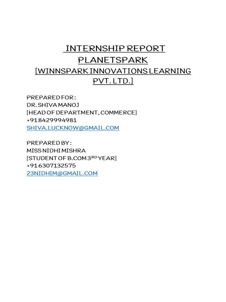 Internship Report | PDF | Internship | Job Hunting