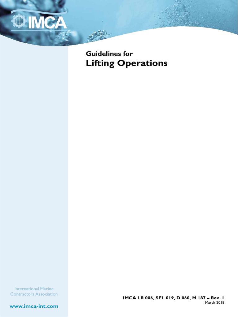 IMCA Guidelines for Lifting Operations | PDF | Underwater Diving | Risk ...