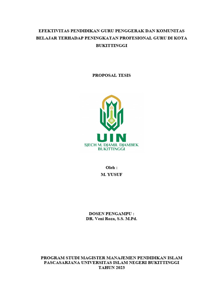 Tugas Proposal BAB III Motode Penelitian MPI UIN Bukittinggi For M. Yusuf (AW) | PDF