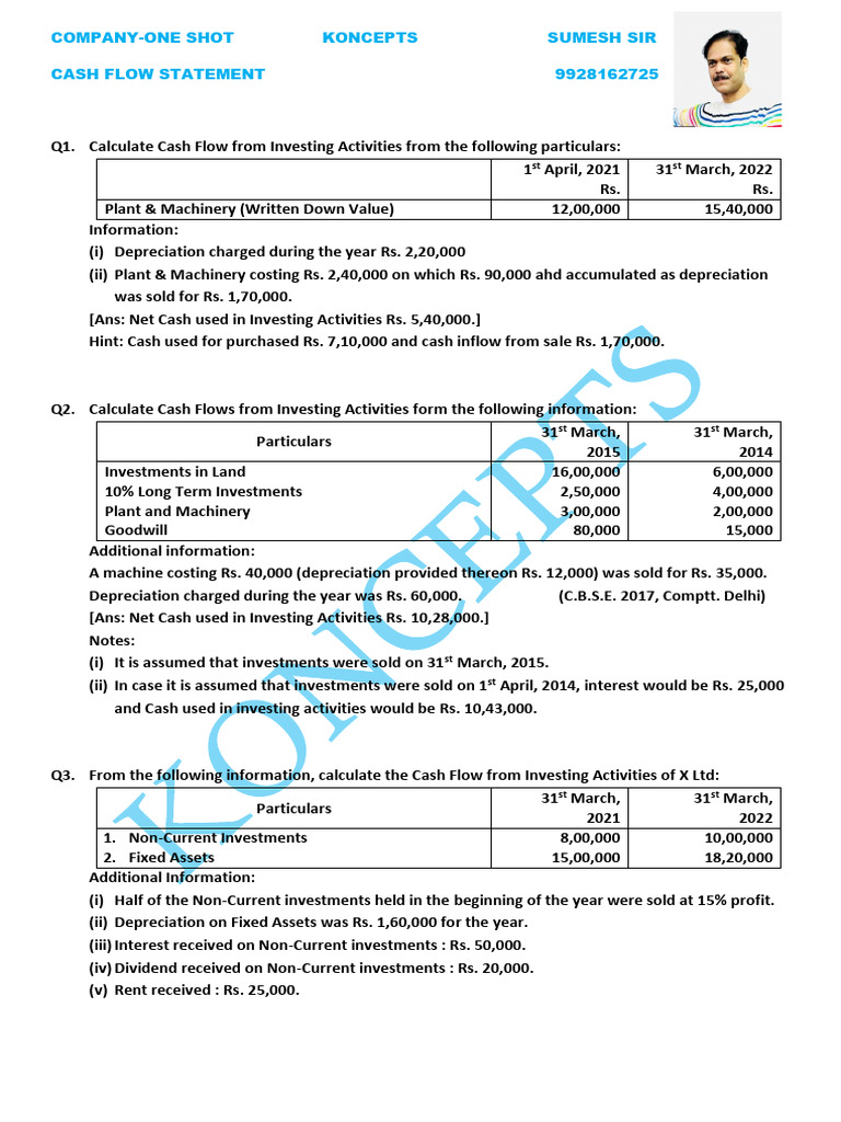 CFS-1 Shot - (C) | PDF | Depreciation | Investing