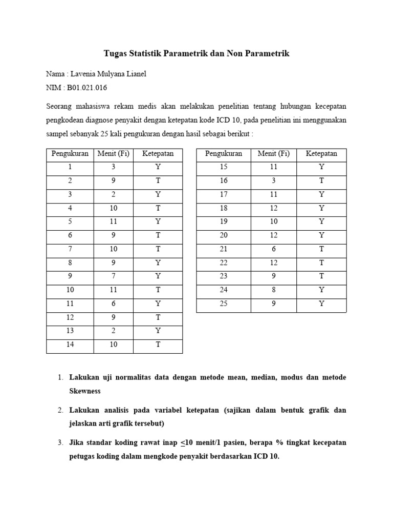 Tugas Statistik Parametrik Dan Non Parametrik | PDF