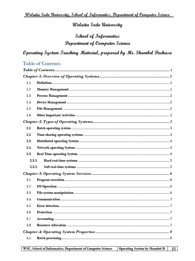 Operating Systems Teaching Material by Ezra | PDF
