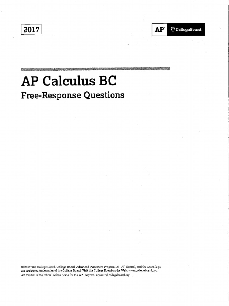2017 Free Response - Answer Key | PDF