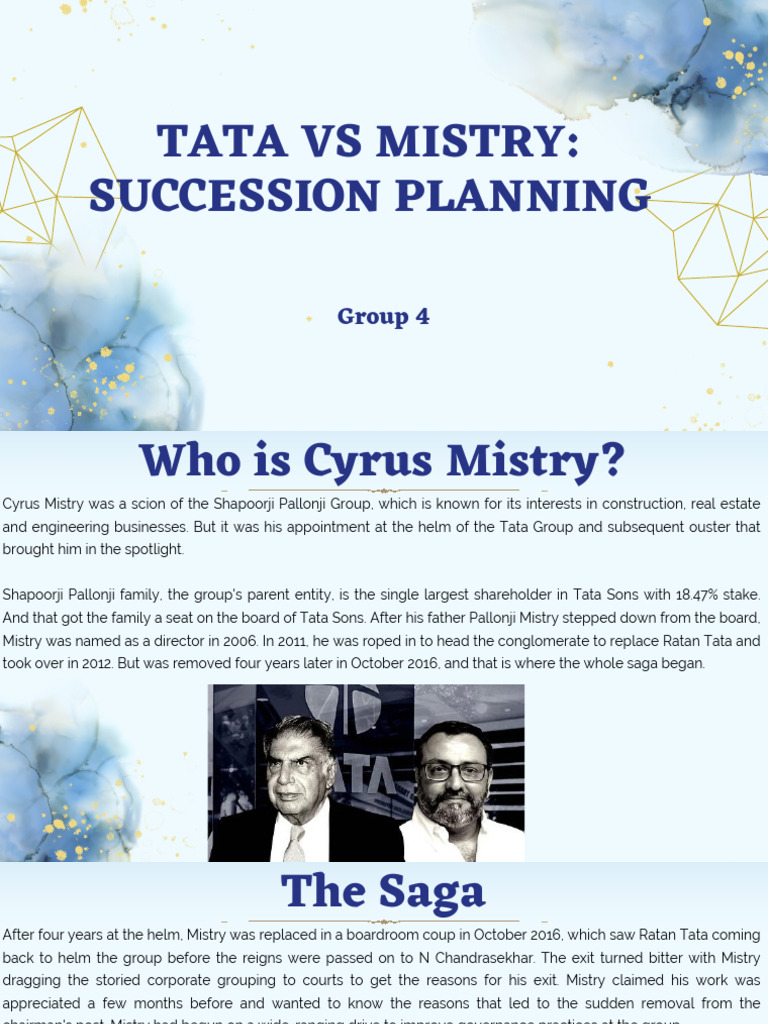 Tata-Mistry Succession Planning Insights | PDF | Governance | Corporate ...
