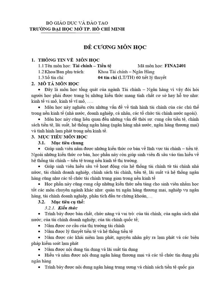 Tailieuxanh Decuongmonhoctaichinhtiente 7862 | PDF