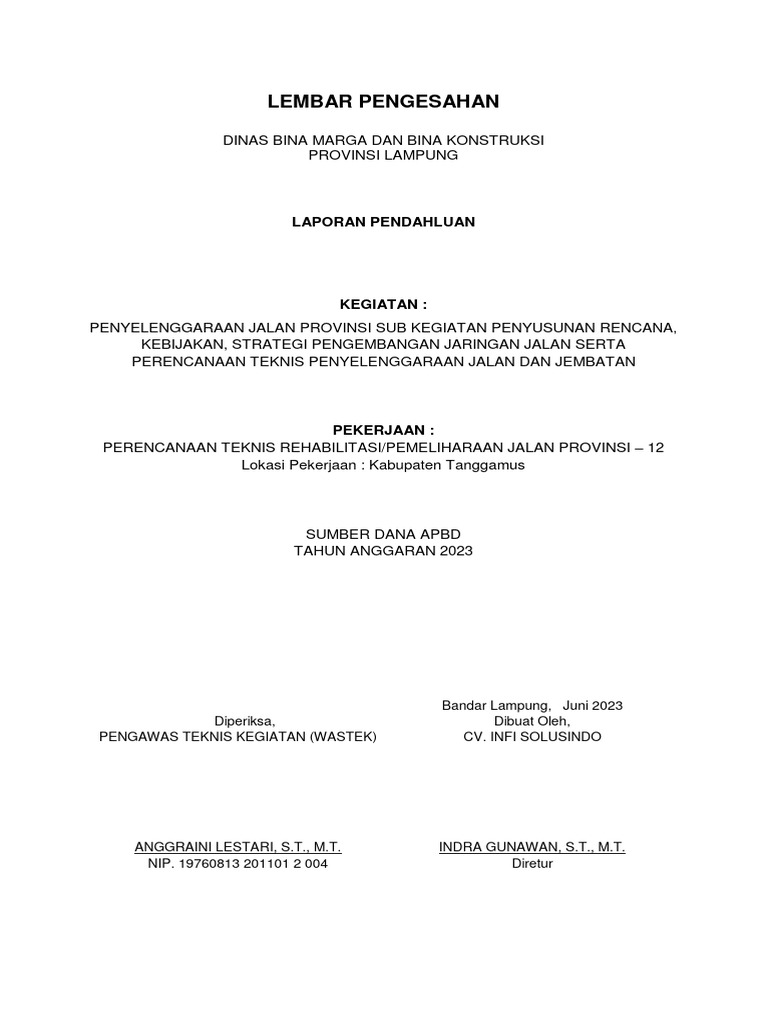 Lembar Pengesahan Lap - Pendahuluan | PDF