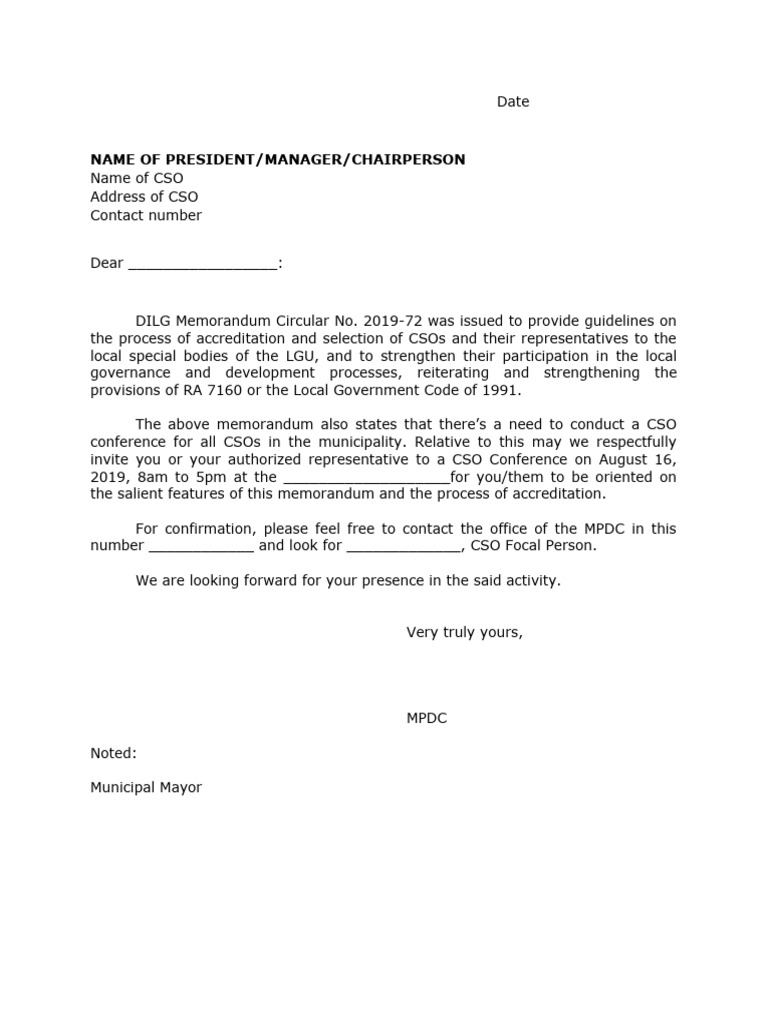 Letter Draft CSO Invitation | PDF