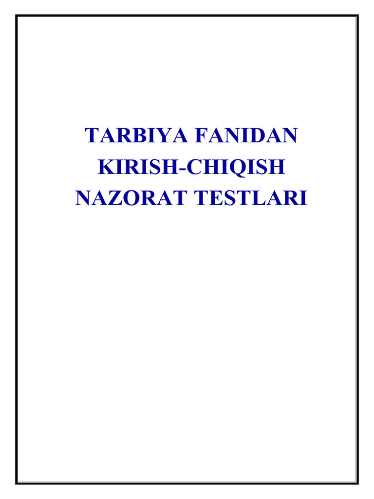 5-6 Sinf Tarbiya Testlari | PDF
