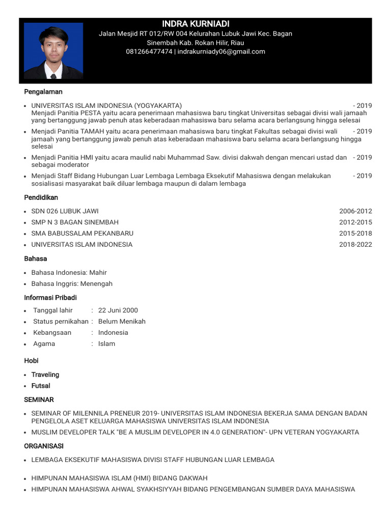 CV - Indra Kurniadi | PDF