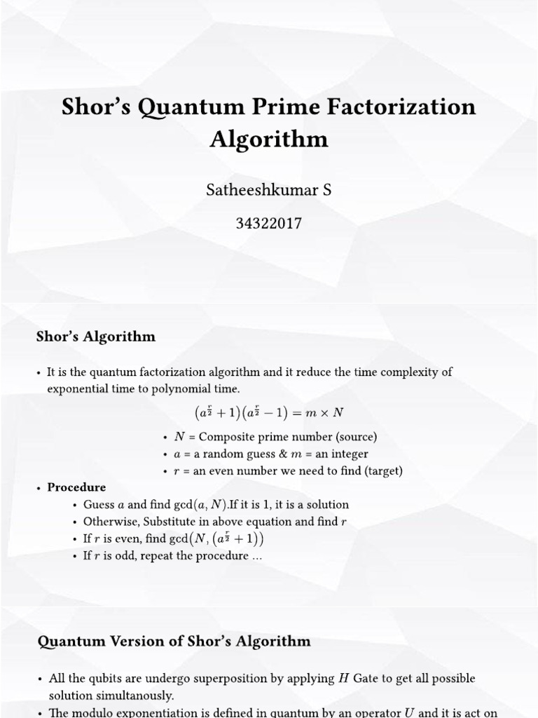 Shor's Algorithm | PDF Shor's Algorithm | PDF