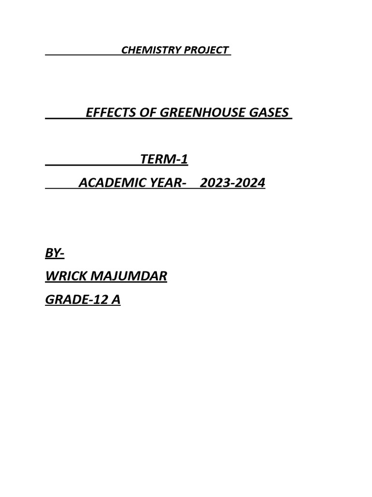 Chemistry Project Isc 12 | PDF | Greenhouse Effect | Greenhouse Gas