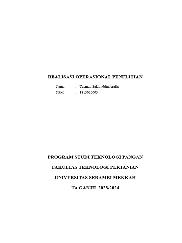 Rancangan Operasional Penelitian | PDF