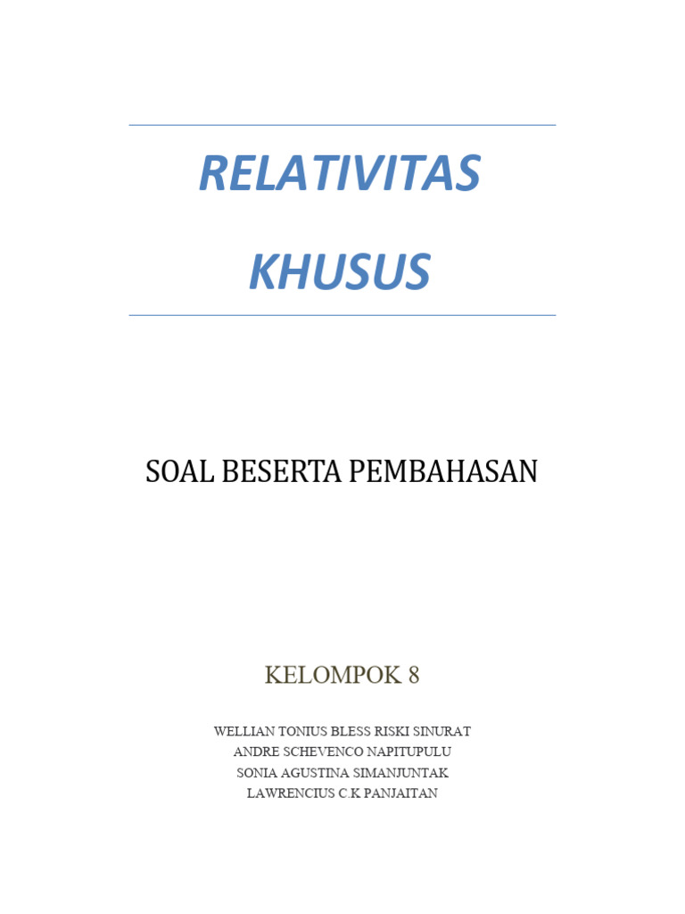 Kelompok 8 Relativitas Khusus | PDF