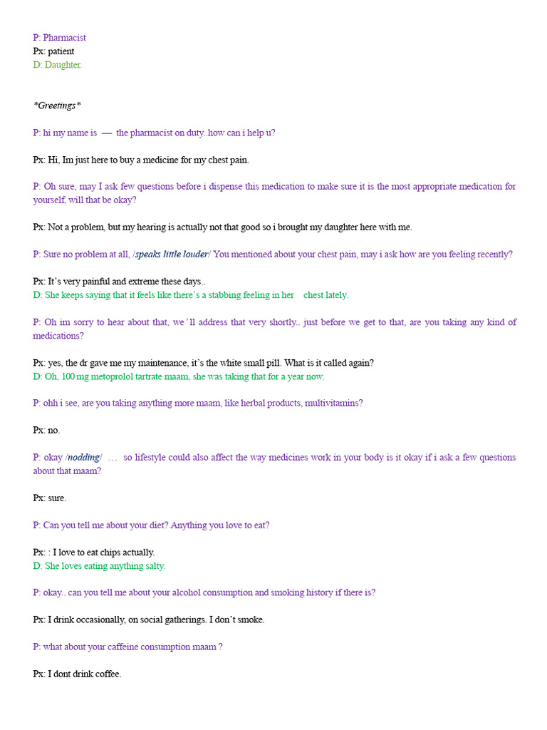 Script Roleplay Dispensing Pdf Medicine Clinical Medicine