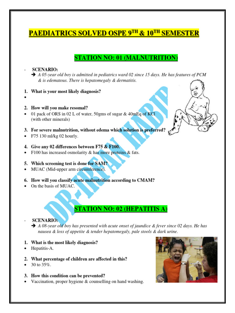 Paediatrics Solved Ospe | PDF | Meningitis | Anemia