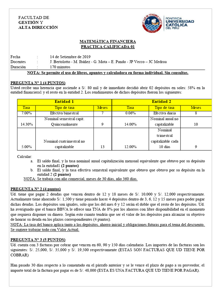 PC01 2019 - 2 Matefi | PDF | Finanzas y dinero