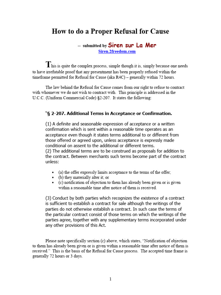 How To Do A Proper Refusal For Cause | PDF
