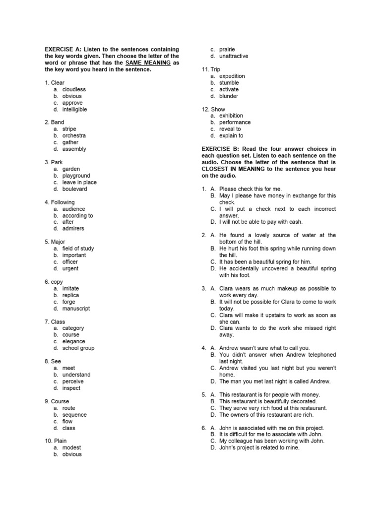 Listening Words With Many Meanings | PDF