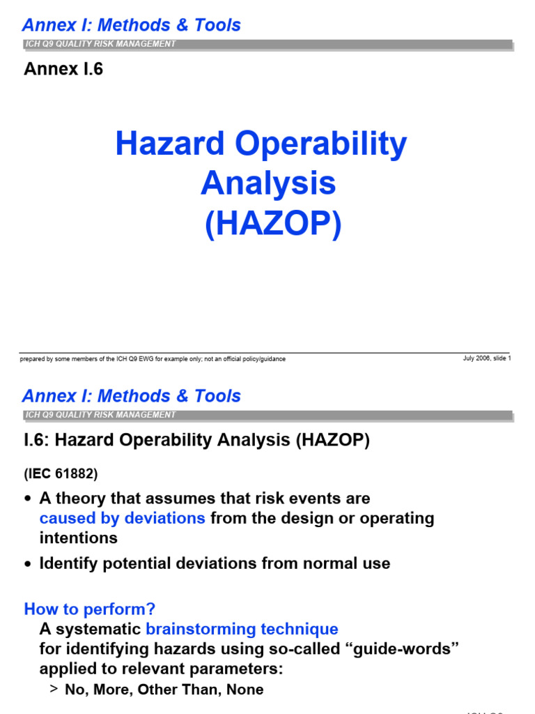 Hazard Operability Analysis (Hazop) : Annex I.6 | PDF