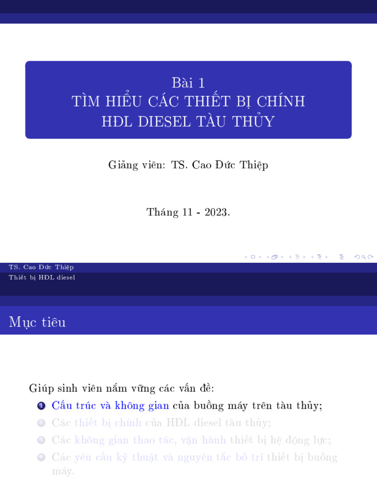 Bai1 TimHieuThietBiChinhHTDLDiesel 11.2023 | PDF