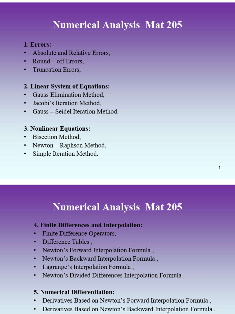 Numerical Analysis Mat 205 | PDF | Numerical Analysis | Derivative
