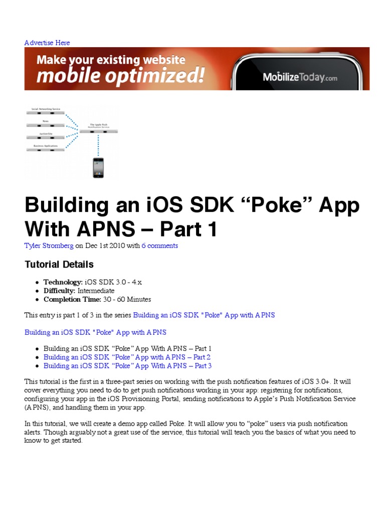 Building An iOS SDK "Poke" App With APNS - Part 1 | PDF | Ios Sdk | Ios