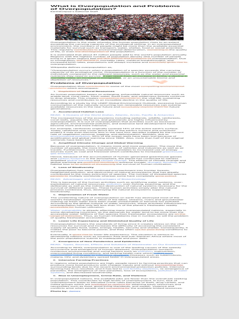 Overpopulation Docs | PDF | Climate Change | Human Overpopulation