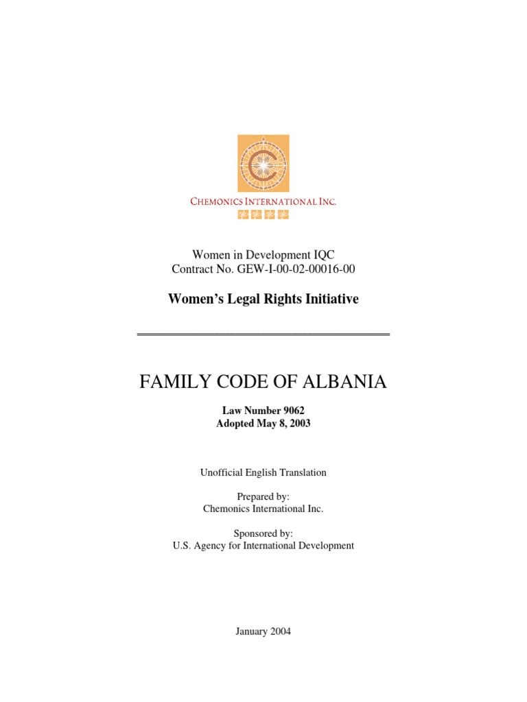 Albanian Family Code 2003 en | PDF